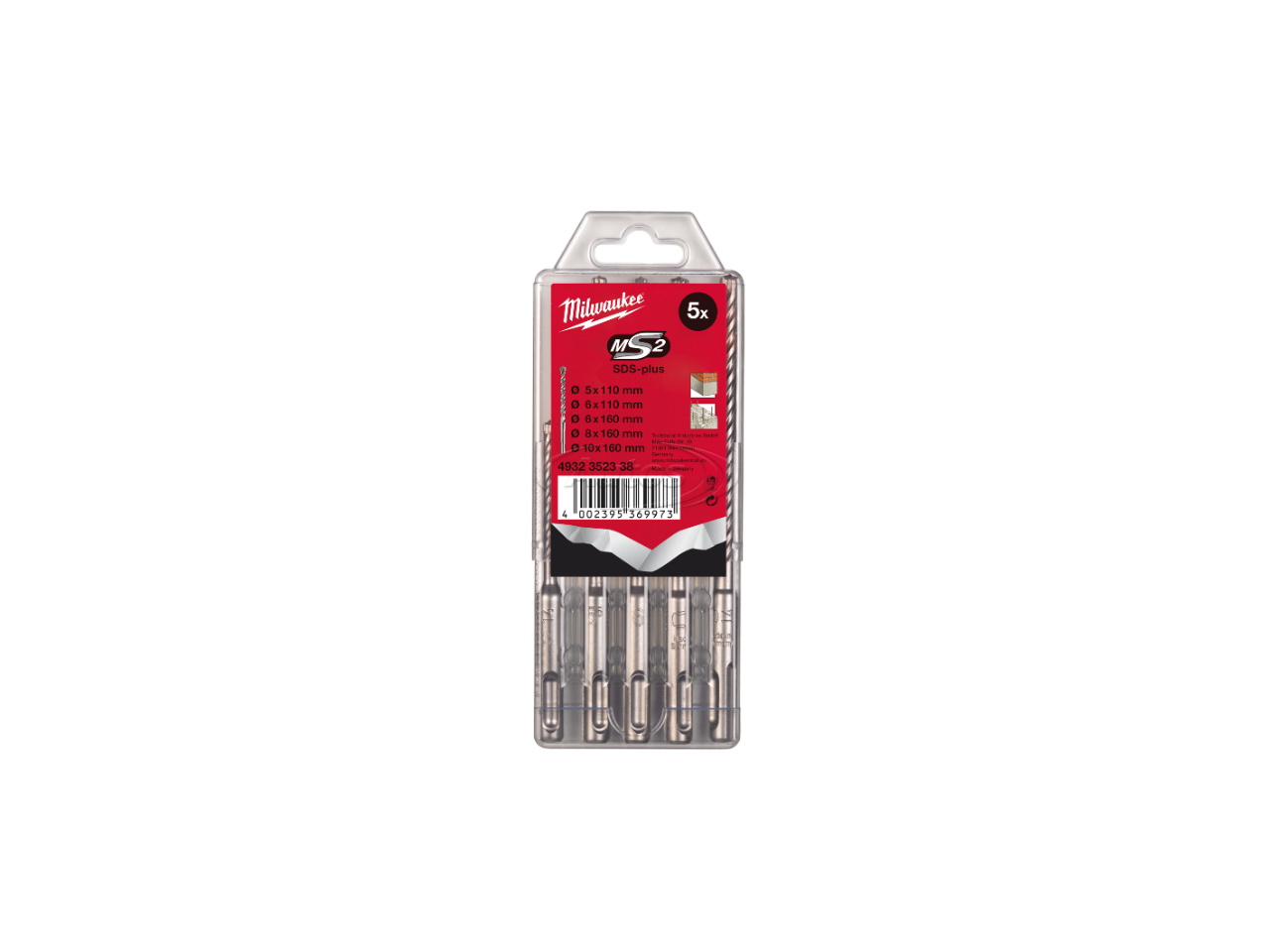 Milwaukee SDS PLUS concrete drill bit set 5pcs. - 4932352338 / Drill ...